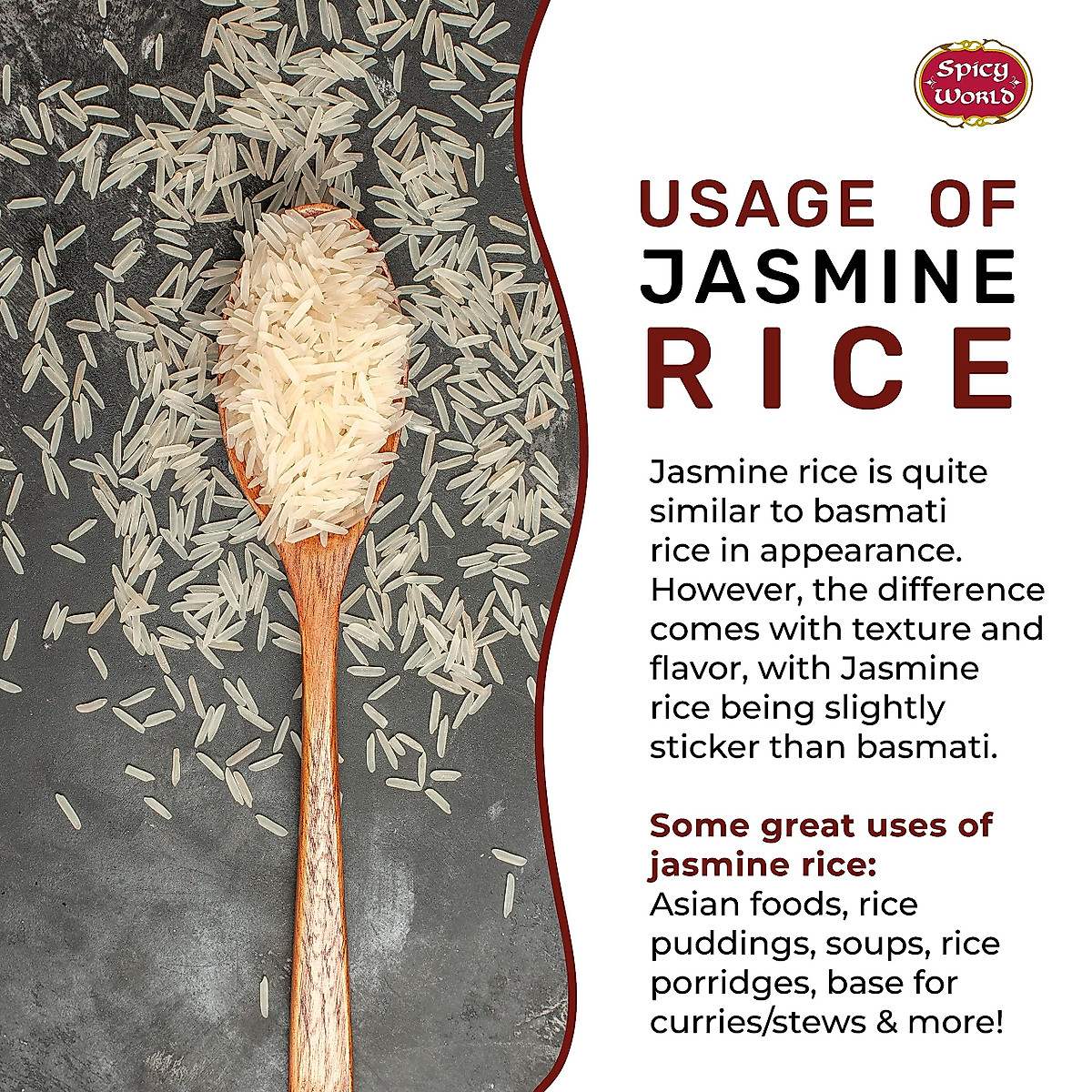 Spicy World Jasmine Rice 10 Pound Bag - Thai Hom Mali Premium Variety ~ By Spicy World