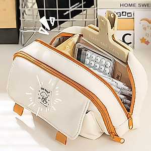 Zcargel Large Capacity Pen Case Big Capacity Pencil Pouch Pen Bag with 3 Compartment Portable Cute Zipper Stationery for Kids Teen Student Boys Girls Adults Organizer Pen Case