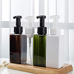UVIVIU 450ml(15oz) Plastic Foaming Soap Dispensers, Refillable Foam Hand Soap Dispenser Pump Bottle for Liquid Soap Shampoo Bathroom Kitchen Sink (Brown 2 Pcs)