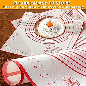 Silicone Baking Mat, Qidoe (16"x 24") Extra Thick Non Stick Baking Mat with Measurement Fondant Mat/Dough Rolling Mat/Counter Mat/Pizza Mat/Oven Liner/Pie Crust Mat Large Non Slip Cooking Pastry Mat