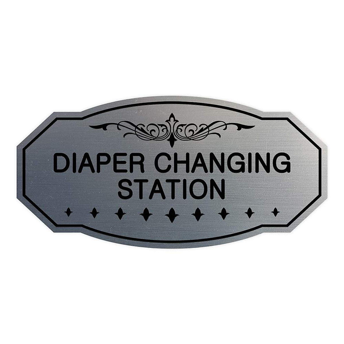 Signs ByLITA Victorian Diaper Changing Station Sign(Brushed Silver) - Medium