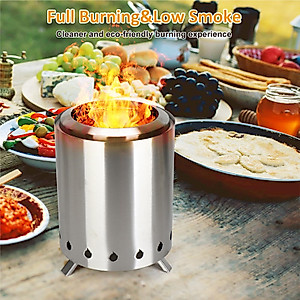 Smokeless Steel Table Top Fire Pit - Portable Wood Burning Mini Fire Pit with Storage Bag, Removable Ash Pan for Garden Bonfires