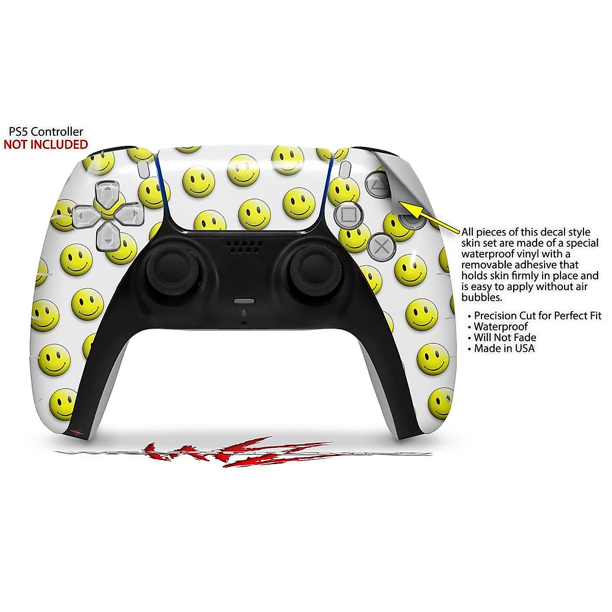 WraptorSkinz Skin Wrap compatible with Sony PS5 DualSense Controller Smileys (CONTROLLER NOT INCLUDED)