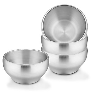LIANYU 12oz Stainless Steel Bowls for Kids, 4 Pack Children Toddler Bowls, Double-walled Insulated Metal Bowls for Child, Baby Toddler Feeding Bowl for Dinner Lunch, Dishwasher Safe
