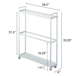 YAMAZAKI home 4292 Towel Rack and Bath Cart-Rolling Bathroom Storage Organizer, One Size, White