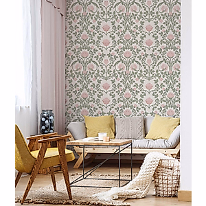 YXTII Floral Peel and Stick Wallpaper Pink Wallpaper Retro Wallpaper Victorian Wallpaper Self Adhesive Wallpaper for Bedroom Decorative Self Adhesive Shelf Drawer Liner