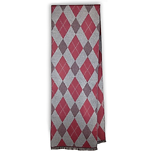 Livativ Bleu Nero Luxurious Winter Scarf for Men and Women – Large Selection of Unique Design Scarves – Super Soft Premium Cashmere Feel Burgandy/Grey Argyle