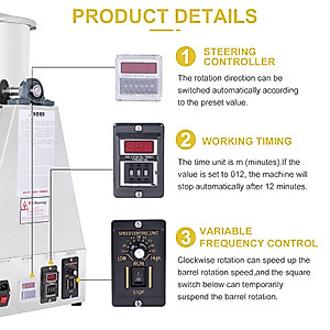 YUCHENGTECH 10L Lab Dry P-o-w-d-e-r Mixer Mixing Machine Particle Blender P-o-w-d-e-r Mixer Granual Blender for Food Chemical Medical 0-33 rpm (110V, 10L(2-5kg))