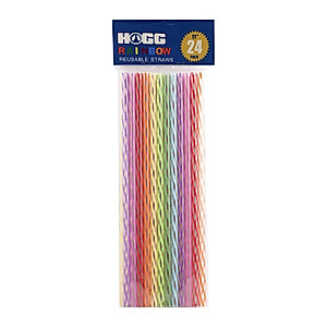 HOGG RAINBOW REUSABLE STRAWS 24 PACK - 11in