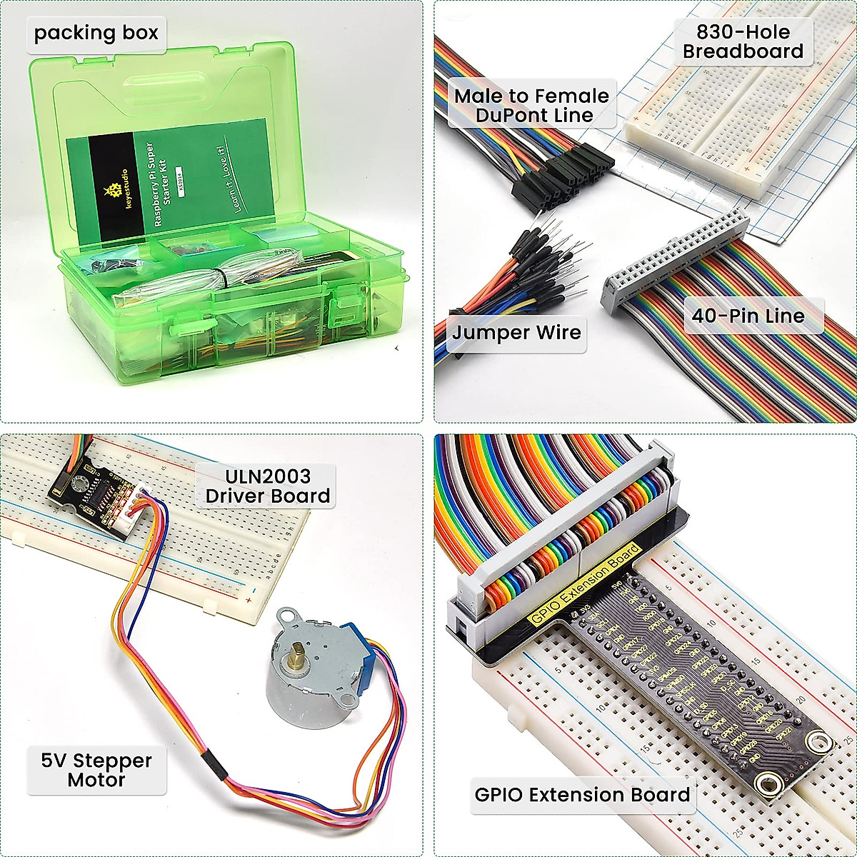 KEYESTUDIO Super Starter Kit for Raspberry Pi 4 3 3B/3B/B+, Tutorials C Language Python Java Code STEM Education Kit, Electronic Components GPIO Breakout Solderless Breadboard LCD Relay 5v Dot Matrix