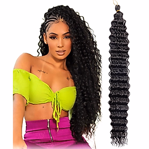 BATISI Ocean Wave Crochet Hair 30 Inch 1 Pack 1b Natural Black Deep Wave Crochet Hair Wavy Braiding Hair Curly Crochet Hair For Black Women