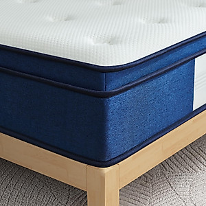 Generic King Size Mattress 12 inch Memory Foam Hybrid Mattress Fiberglass Free Gel Memory Foam Mattress in a Box，Blue