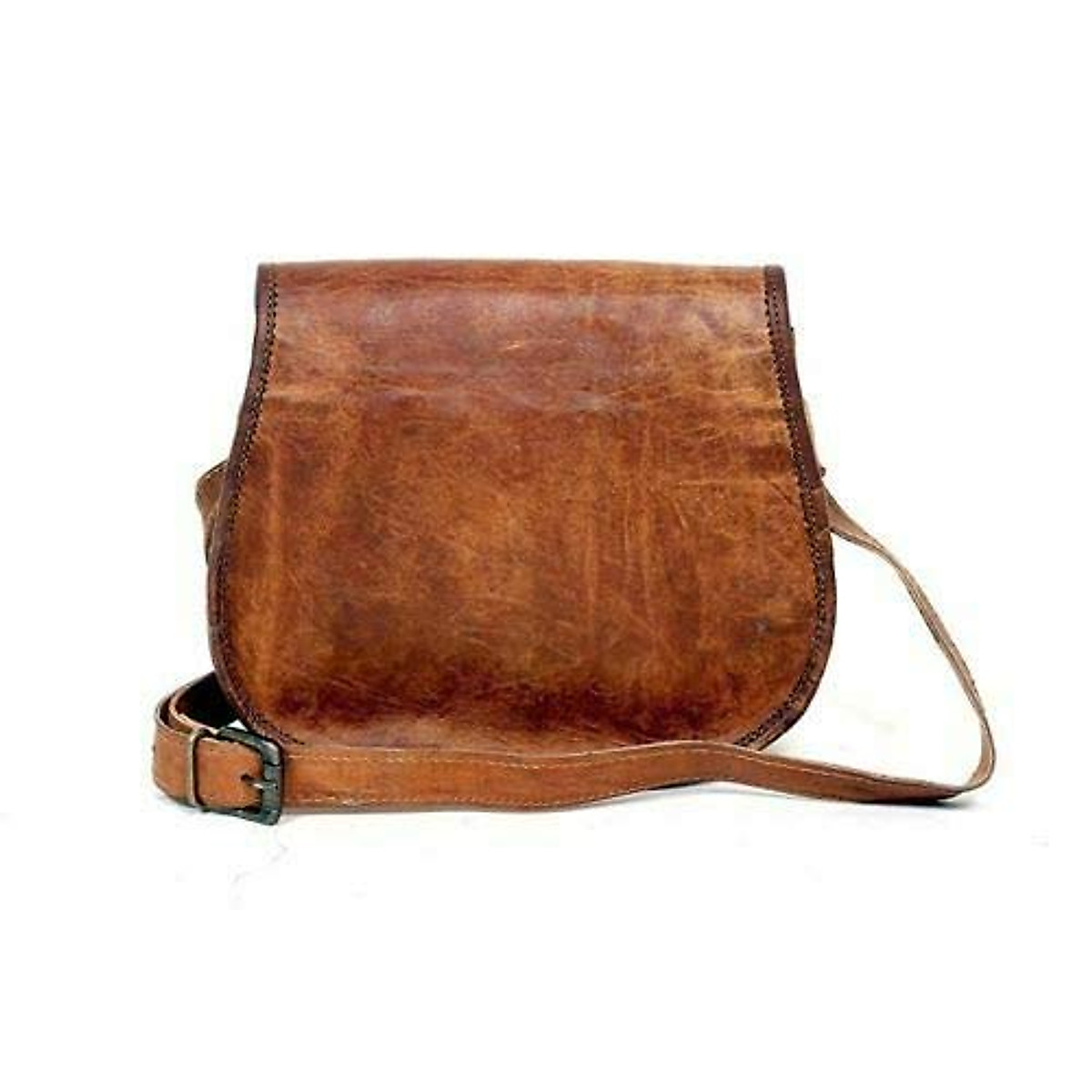 DEENIT'S Vintage Style Brown Full Grain Genuine Leather Sling Bag Satchel And Fable Handmade Purse Womens Crossbody Small Shoulder Bag (7x9x3)