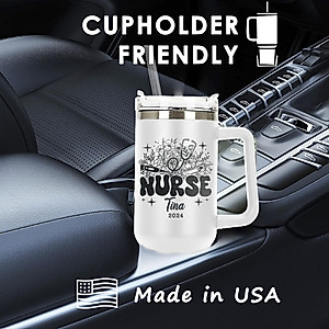 LifGif Nurse Personalized Laser Engraved 40 oz Large Tumbler with Handle, Nurse Gifts for Birthday, Appreciation Week, Nursing School Graduation for Nurses, Nursing Gifts, Nurse Practitioner Gifts