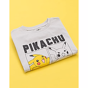 Pokemon T-Shirt Boys Kids Skater Clothes Grey Pikachu Game Top 7-8 Years