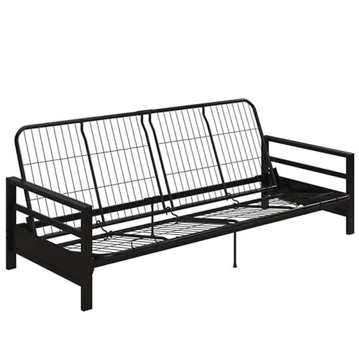 Pemberly Row Classic Design Full Size Metal Futon Frame in Black