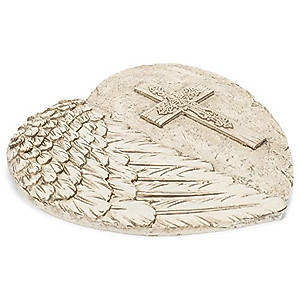 Napco Angel Wing Cross Grey 11 x 10 inch Resin Decorative Garden Stepping Stone