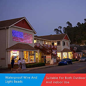 PUHONG (New) American Flag Lights, 420 LED USA Flag Net Lights, Outdoor Waterproof Patriotic Ornaments for Independence Day National Day July 4th Memorial Day Christmas New Year Party Yard Decoration
