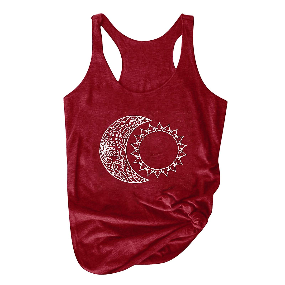 Padaleks Sun Moon Printed Tank Top for Women Casual Sleeveless Graphic Tees Shirts Loose Blouse Tunic Tops Vest