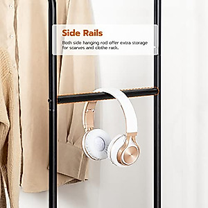 HOOBRO Garment Rack, Rolling Clothing Rack with Shelf, Heavy Duty Double Rods Clothes Rack on Wheels, Hanging Rack for Clothes, Shoes,Storage Display, BF22LY01