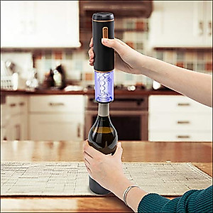 Ivation Electronic Wine Opener Gift Set – Cordless Rechargeable Wine Bottle Cork Extractor with Black & Copper Automatic Corkscrew, Hideaway Foil Cutter, Built-in Light & Lithium Battery