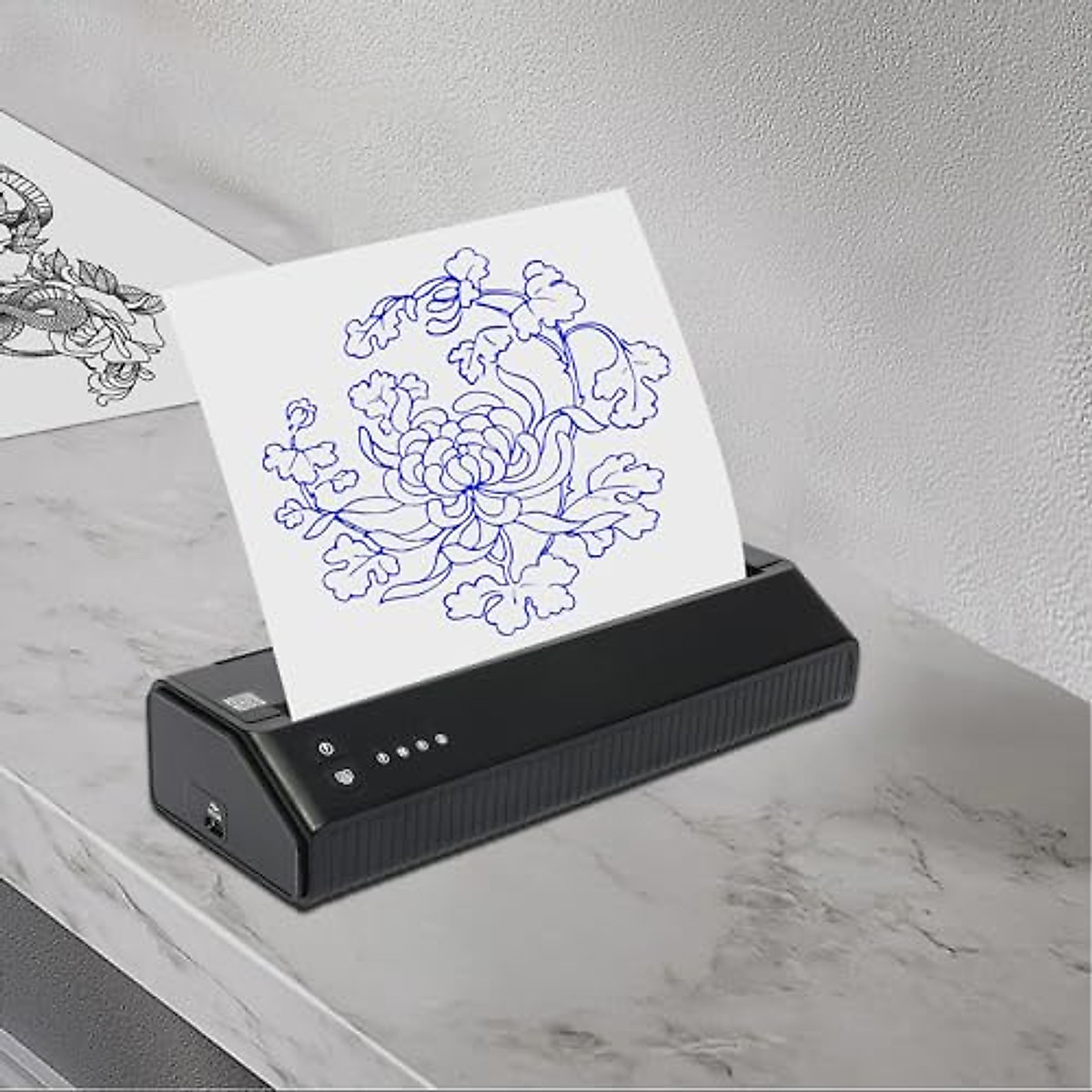 Kathring Portable Printer, 5V 2A USB/Bluetooth Wireless Thermal Printer Monochrome Portable Printer for Standard A4 Transfer Paper, Black