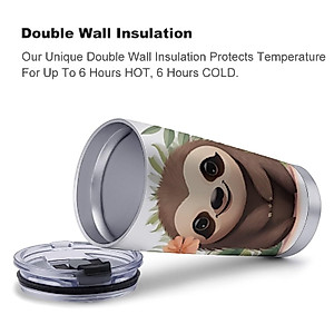 TKJMCSW Cute Cartoon Sloth Travel Mug 20 Oz Tumbler Travel Coffee Mug Insulated Coffee Mug Water Bottle Stainless Steel Insulated Tumblers Insulated Cup Tumbler Cup Coffee Mug with Lid