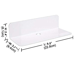 CALIDAKA 2 Pack Wall Mounted Floating Shelves No Drill Adhesive Shelf Acrylic Wall Shelves Hanging Mini Shelf Bookshelves Display Shelf for Bathroom Kitchen Living,Kitchen,Room Bedroom