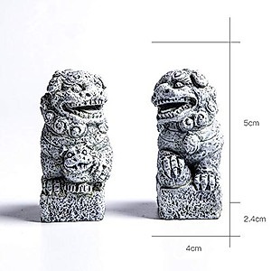 Smoothedo-Pets Fish Tank Decorations Aquarium Decoration Mini/Pair Size Ornaments Accessories Fish Hides Asian Garden FengShui Beast Dog (Mini Lion Statue/Pair)