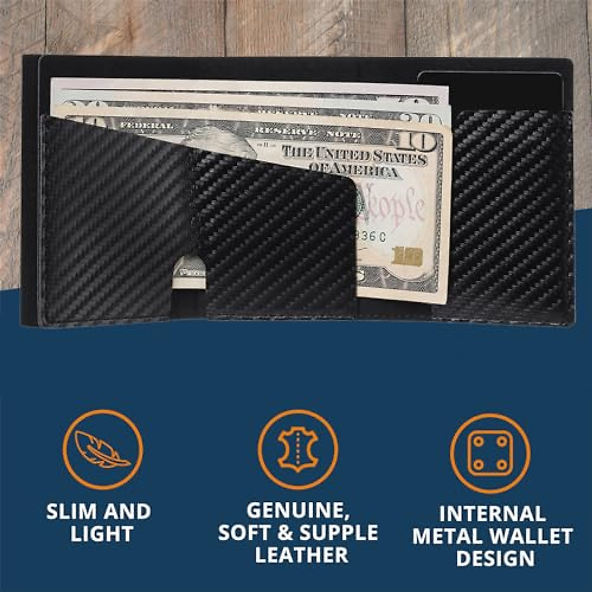 Conceal Plus Slide Up Wallet for Men, Secure Scan Proof Wallet with Pop Up Card Wallet Once Click Acess - Makes a Great Gift or Travel Wallet