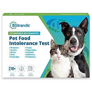 5Strands Pet Food Intolerance Test, at Home Sensitivity Test for Dogs & Cats, 289 Items, Hair Analysis, Accurate for All Ages and Breed, Results in 5 Days - Protein, Grain, Preservatives