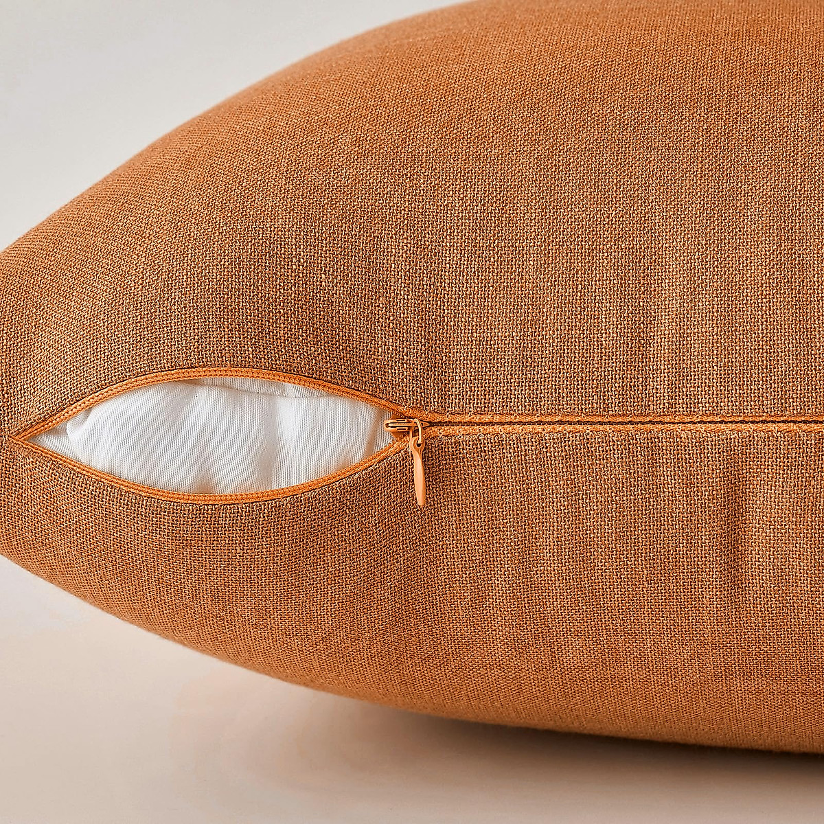 MIULEE Pack of 2 Decorative Throw Pillow Covers Fall Halloween Linen Burlap Square Solid Farmhouse Modern Concise Throw Cushion Case Pillowcase for Sofa Car Couch 18x18 Inch Burnt Orange