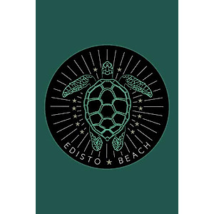 Edisto Beach, South Carolina, Neon Turtle, Contour (Canvas Deluxe Tote Bag, Faux Leather Handles & Zip Pocket)