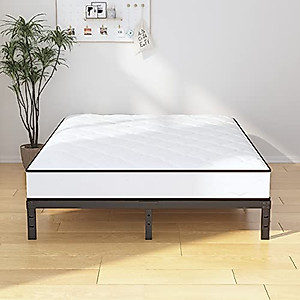 EMODA 10 Inch California King Bed Frames Heavy Duty Metal Cal King Platform with Steel Slats Support, No Box Spring Needed, Noise Free, Black