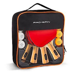 PRO SPIN Ping Pong Paddles - High-Performance Set with Premium Table Tennis Rackets, 3-Star Ping Pong Balls, Compact Storage Case | Professional Quality Ping Pong Paddle Set (4-Player Set)