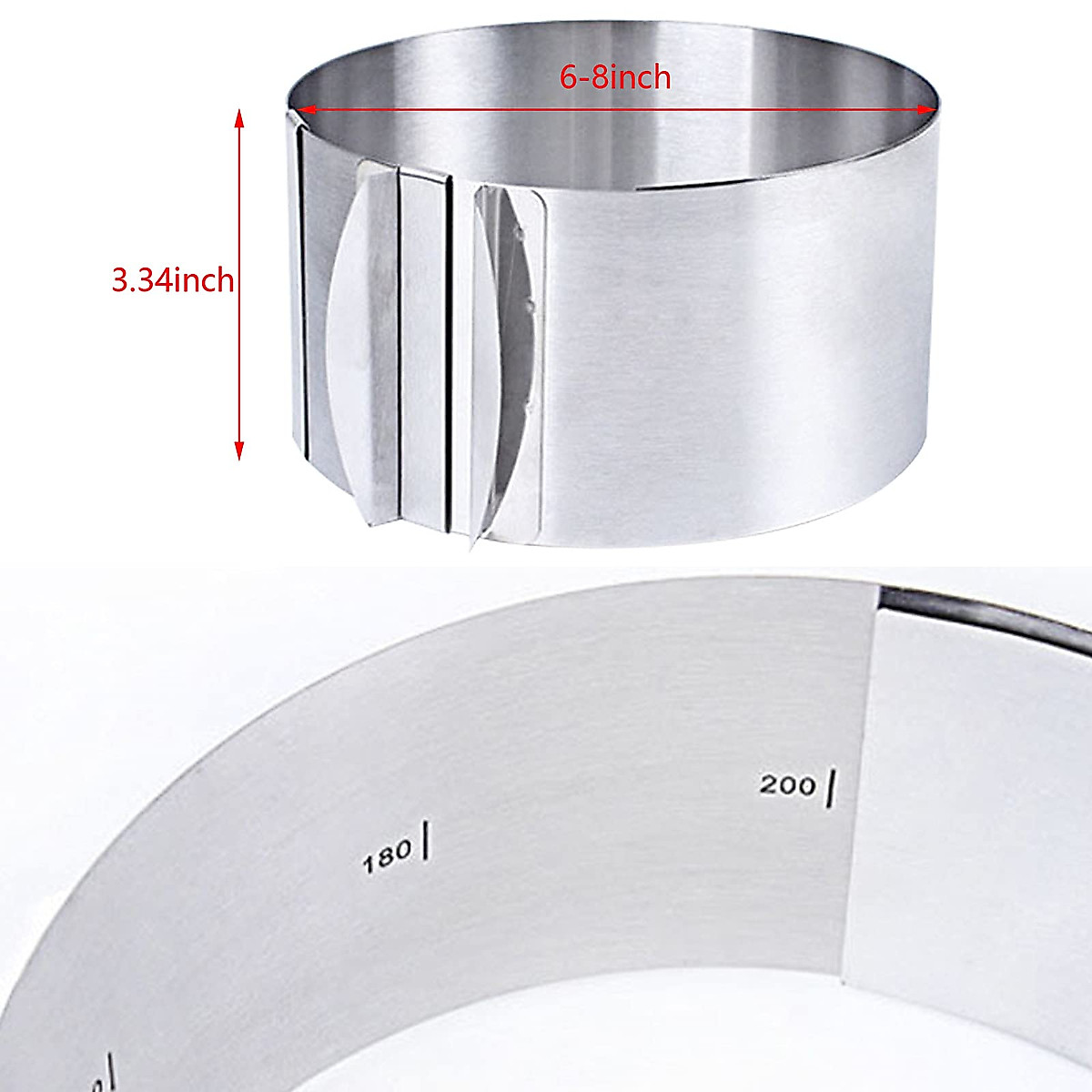 Meech Cake Ring Mold 6 to12inch Adjustable Cake Mousse Mould Cake Decor Mold Ring Molds for Baking 6 Stainless Steel