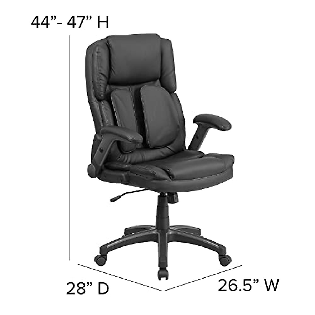 Flash Furniture Hansel Extreme Comfort High Back Black LeatherSoft Executive Swivel Ergonomic Office Chair with Flip-Up Arms