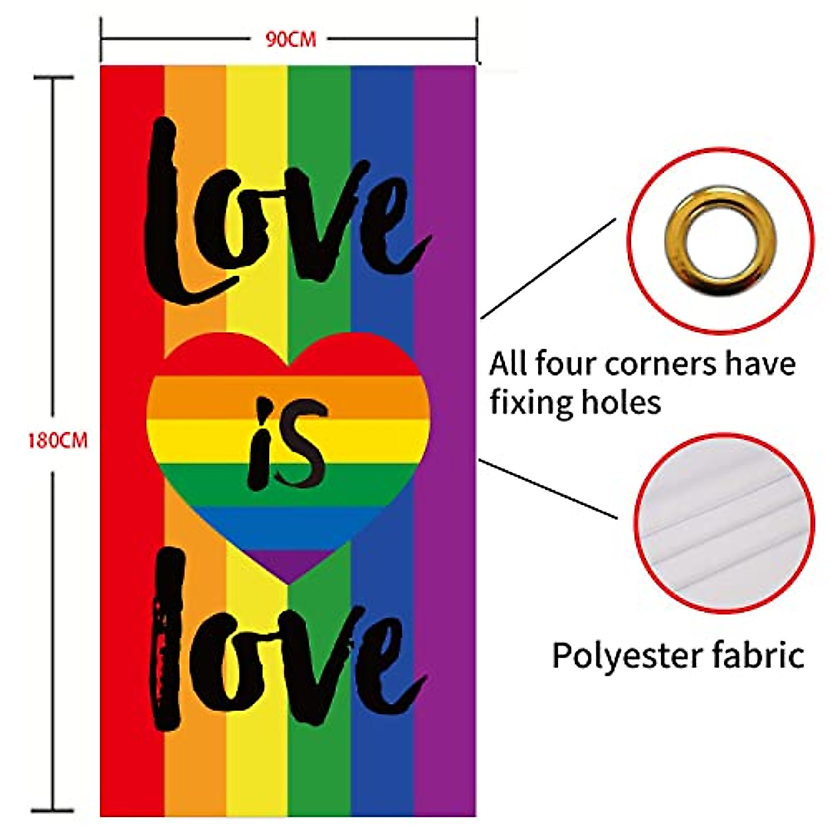 Rainbow Gay Pride Door Cover Banner Flag - Love Is Love Pride LGBT Gay Lesbian Bisexuals Door Banner Flags Outdoor Party Decorations
