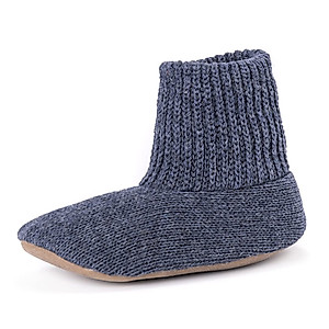 MUK LUKS Men's Morty Ragg Wool Slipper, Denim, 10-11