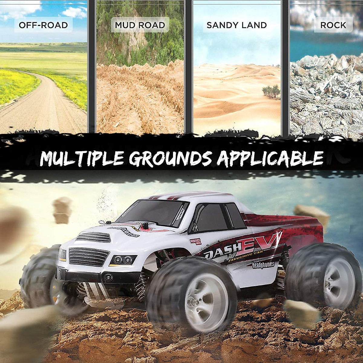 WLtoys A979B RC Car, 1/18 Scale Remote Contro Car, 4WD 70KM/h High Speed RC Truck, 2.4GHz All Terrain Off Road RC Crawler RTR for Kids and Adults