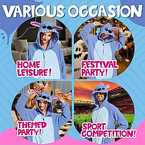 CANASOUR Polar Fleece Halloween Costume Christmas Adult Anime Unisex Animal Cosplay Onesie (Medium, New Blue)