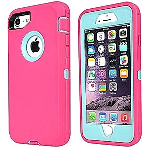 Annymall Case Compatible for iPhone 8 & iPhone 7, Heavy Duty [with Kickstand] [Built-in Screen Protector] Tough 4 in1 Rugged Shorkproof Cover for Apple iPhone 7 / iPhone 8 (Pink)
