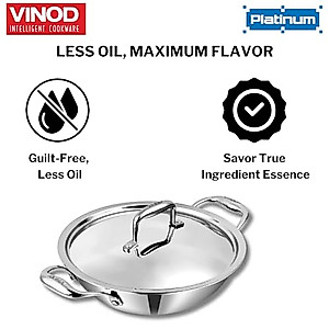 Vinod Platinum Triply X Kadhai with Lid