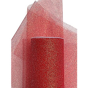 Celebrate Red Glitter Tulle Spool, 6 Inch by 12 Yards Roll for Parties, Weddings, Crafts, Clothing, Decor
