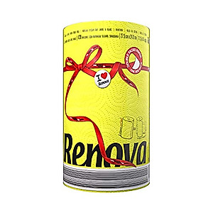 Renova 2 Ply Double Faced Red Label Paper Kitchen Towel, Yellow