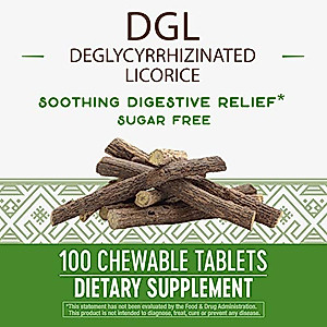 Nature’s Way DGL, Soothing Digestive Relief*, Sugar-Free, Vegan, Gluten-Free, 100 Chewables