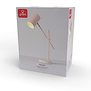 Globe Electric 30292 18" Desk/Table Lamp, Matte Pink, Matte Brass Accent, Terrazzo Base, Adjustable Height, Balance Arm, in-Line Rocker On/Off Switch, Adjustable Lamp, Home Office Accessories