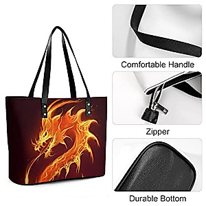 Womens Handbag Dragon Leather Tote Bag Top Handle Satchel Bags For Lady
