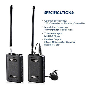 Saramonic Dual Wireless VHF Lavalier Microphone Bundle with 2 Transmitters, 2 Receivers and Audio Mixer for DSLR Cameras