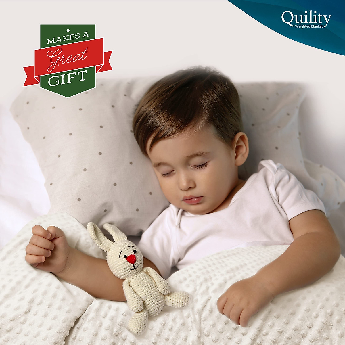 Quility Weighted Blanket for Kids & Toddlers - 5 LB Kids Weighted Blanket for Cooling & Heating - 100% Cotton Blanket w/Glass Beads, Machine Washable - 36"x48", Ivory